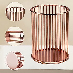 Pen Pencil Holder, Metal Wire Pen Pencil Cup Holders for Desk Cute Organizer, Makeup Brushes Cup Holder Organizer, 1PC Rose Golden, by XieNie