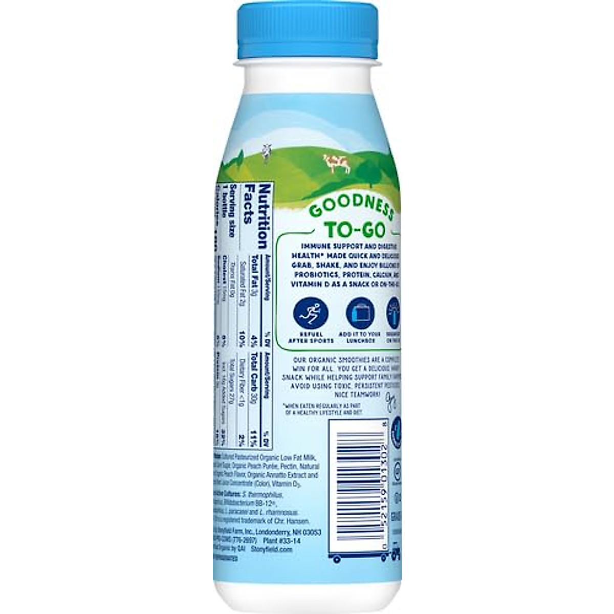 Stonyfield Farms Organic, Low Fat Peach Smoothie, 10 oz