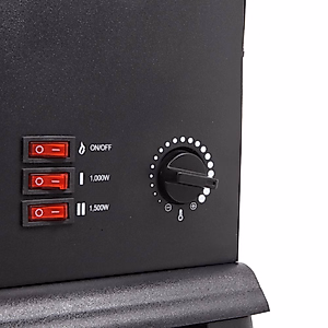 ROVSUN Electric Fireplace Stove, 22.4" Freestanding Infrared Quartz Heater w/Realistic Flame Effect, Overheat & Tip-Over Protections, Adjustable Temperature, 1000W/1500W, ETL, Bedroom Living Room