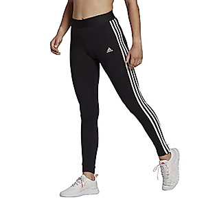 adidas Women's Essentials 3-stripes Leggings, Black/White, Large