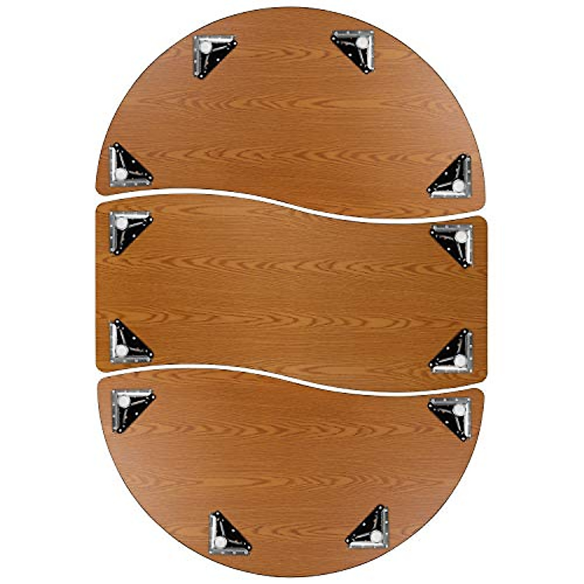 Flash Furniture 3 Piece 86" Oval Wave Collaborative Grey Thermal Laminate Activity Table Set - Height Adjustable Short Legs