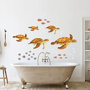 DECOWALL WL2-2011 Sea Turtles Wall Stickers Wall Decals Peel and Stick Removable Wall Stickers for Kids Nursery Bedroom Living Room décor