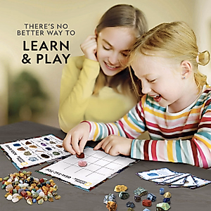 National Geographic Rock Bingo Game - Play Rock Bingo, Mineral Memory, Gemstone Trivia, & Card Games, Collection Includes Over 150 Rocks and Minerals, Educational STEM Toy for Kids (Amazon Exclusive)