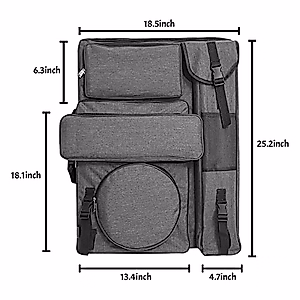 Art Portfolio Carry Bag 4K Canvas Artist Backpack Adjustable Shoulder Bag Tote Artist Portfolios Case Water-Resistant Drawing Board Bag for Art Supplies Storage Transport Traveling, 26 x 19 Inch