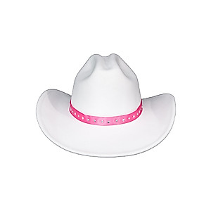 DAYONESHOP White Cowboy Hat Rhinestone Star Pink Cowgirl Hat Costume Accessories Party Favors Disco Women Men 2023