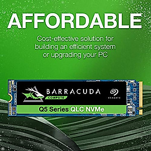 Seagate Barracuda Q5 1TB Internal SSD - M.2 NVMe PCIe Gen3 ×4, 3D QLC for Desktop or Laptop, 1-Year Rescue Services (ZP1000CV3A001)