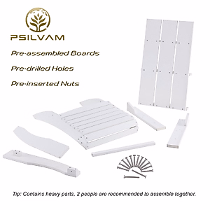 Psilvam Modern Adirondack Chairs Set of 4, Oversized Poly Lumber Fire Pit Chair, 350 Lbs Support Patio Chairs for Garden, Weather Resistant Adirondack Chair Looks Like Real Wood (4, White)