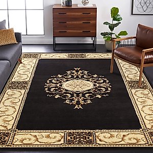 Superior Indoor Area Rug, Jute Backing, Plush Floral Rugs for Entryway, Living Room, Kitchen Floors, Bedroom, Office Floor Cover, Medallion Rugs, Elegant Medallion Collection, 4' x 6', Coffee