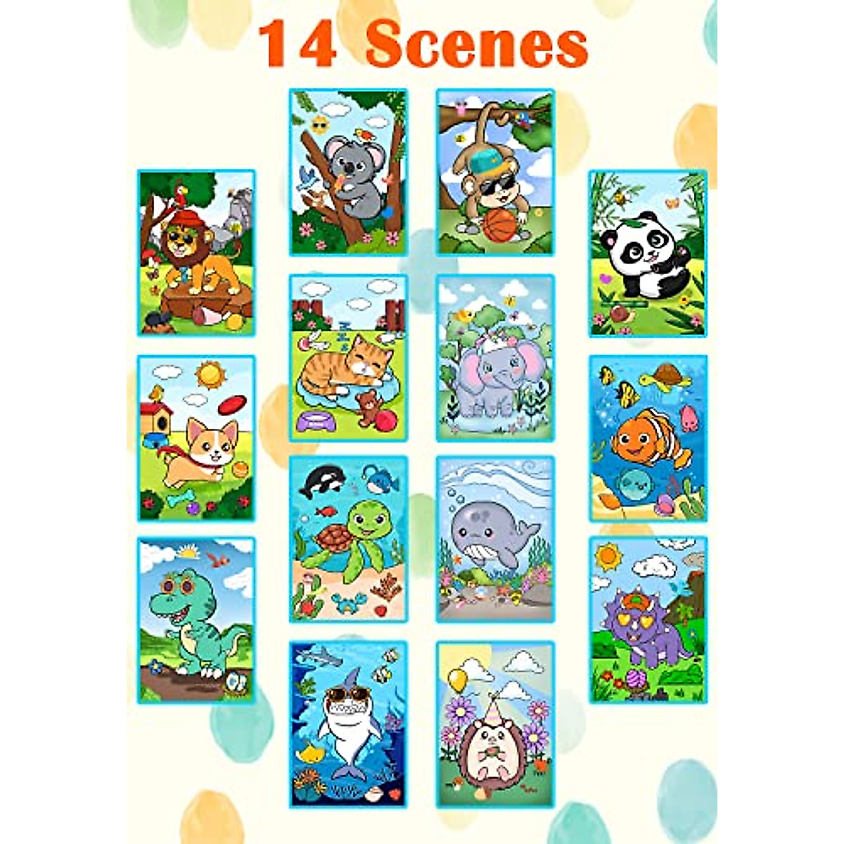 450PCS Stickers/Coloring Book for Kids 2-4, Make A Face Reusable Sticker Book for Toddlers Including 14 Coloring Pages 14 Scenes Airplane Activities for Kids Ages 4-8, Travel Road Trip Must Have