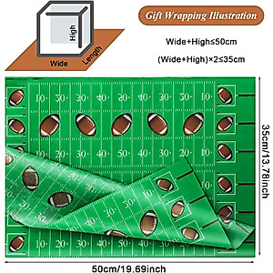 Kavoc 100 Sheets 20 x 14 Inch Football Tissue Paper Rugby Ball Wrapping Paper Sheets Bulk for Gift Wrapping Green Football Field Tissue Paper for Birthdays Party Gift Bag DIY Pompom Confetti Crafts