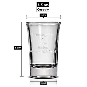 CKB Products Personalized Laser-Etched Engraving Shot Glasses - Set of 6-1.5 oz. - Your Choice of 12 Fonts - Wedding - Birthday - Anniversary - Graduation