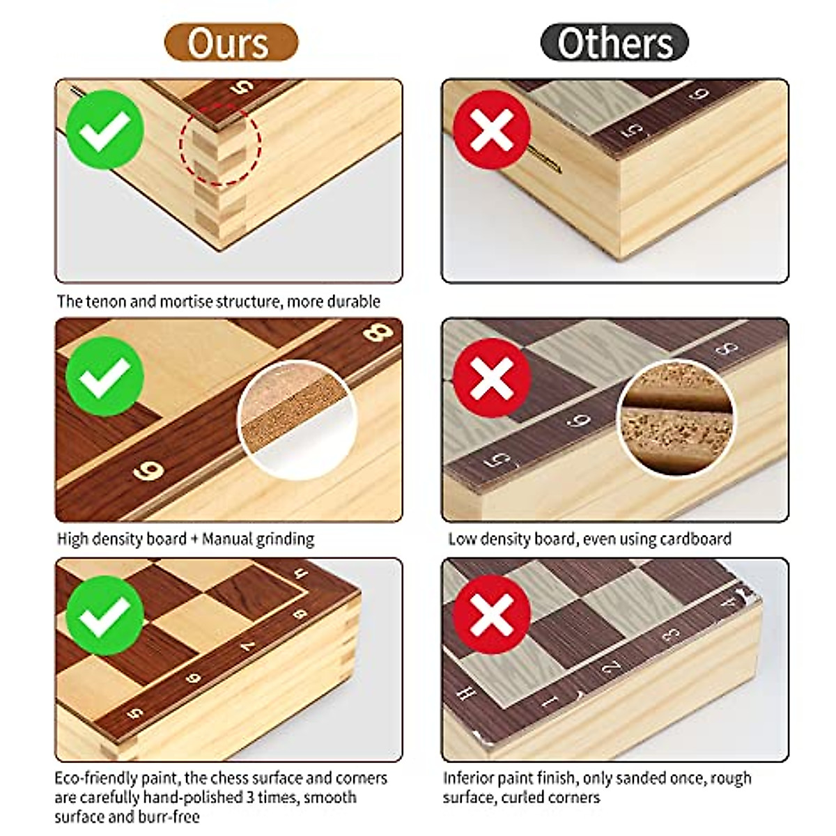 Wooden Chess Set for Adults, Portable Chess Board Folding Magnetic Chess Sets Boards Game for Beginners Travel Chess Piece Set with Portable Storage Board