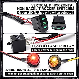 Pre-wired ATV UTV Turn Signal Kit, Universal Street Legal Kit with Rocker Switch Flasher Relay Compatible with Polaris RZR Ranger Turbo Can-Am, Side by Side Turn Signal Light Set (Vertical&Horizontal)
