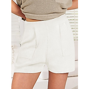 Caracilia 2 Piece Shorts Set for Women Sweater Fashion Outfits 2023 Knit Tank Tops and Casual Matching Summer Classy Loungewear Clothes Tracksuit Sweatsuits C112A2qiankaqi-XL Khaki White, X-Large