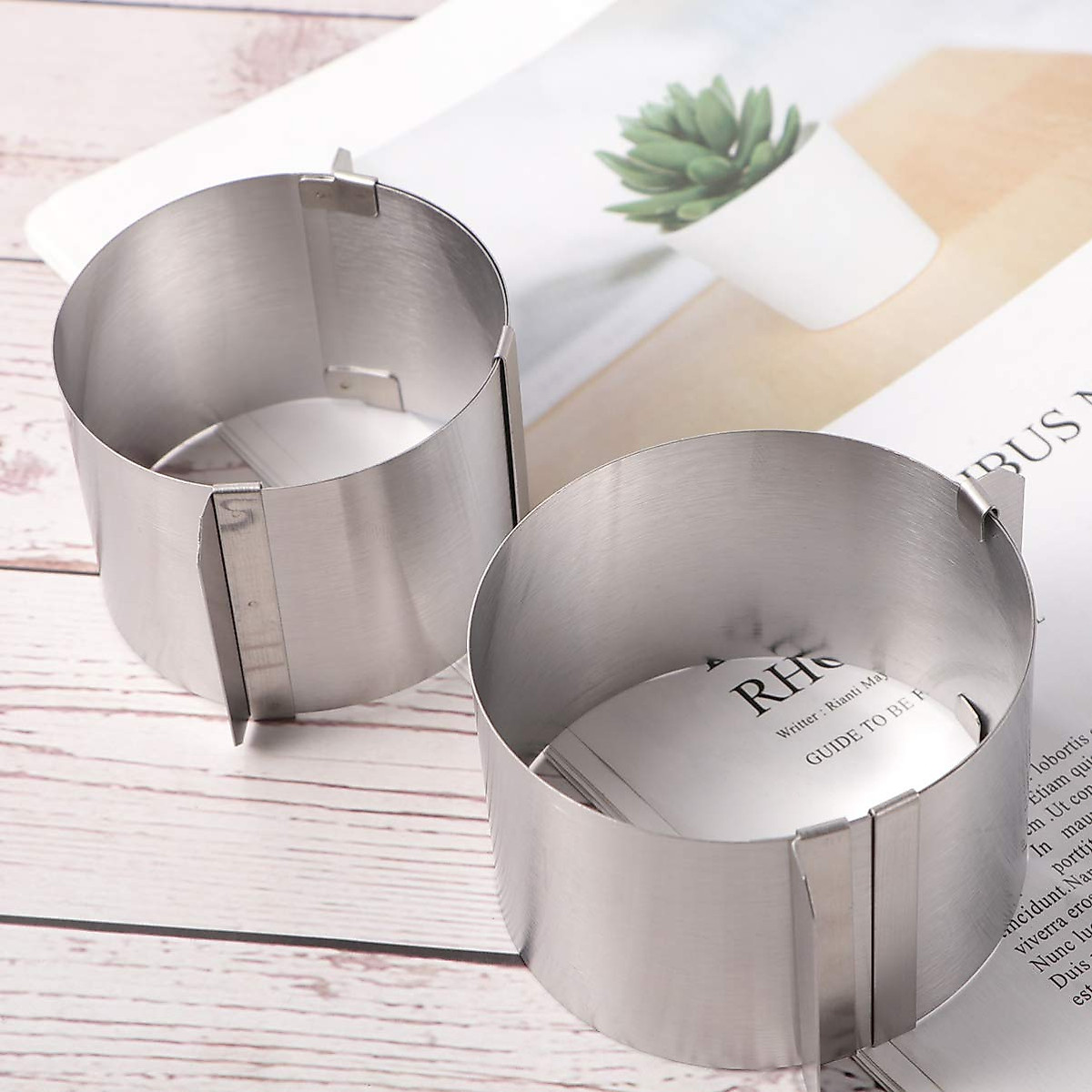 Hemoton Mousse 4Pcs (2.5-4 Inch) Cake Mold Rings, Small Stainless Steel Adjustable Round, Mold Cake DIY Baking Mould Tool Cake Ring