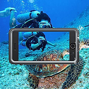 AMILIFECASES iPhone 6 Plus Waterproof Case iPhone 6s Plus Waterproof Case(5.5inch), Huakay IP68 Certified Shockproof Dirtproof Full Body Protection Waterproof for iPhone 6 Plus 6s Plus (Black/Clear)