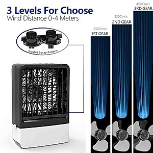 Air Conditioner Unit Portable, Kedoxi Cordless Mobile Air Conditioning Units Table Fan Air Cooler, 7 Colour Cooling Fan for Home Office Outdoor, 4 in 1 Humidifier, Fans, Air Con with Timer