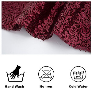 AMZLOKAE Fabric by The Yard Burgundy Sequin Fabric Glitter Fabric Shower Curtain Lining Fabric by The Yard for Dress Clothing DIY Sewing Material (1 Yard, Burgundy)