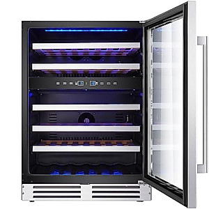 STAIGIS 46 Bottle Compressor Wine Cooler Refrigerator, 24 inch Wine Fridge Freestanding Dual Zone for Home, Kitchen and Bar, Digital Temperature Control