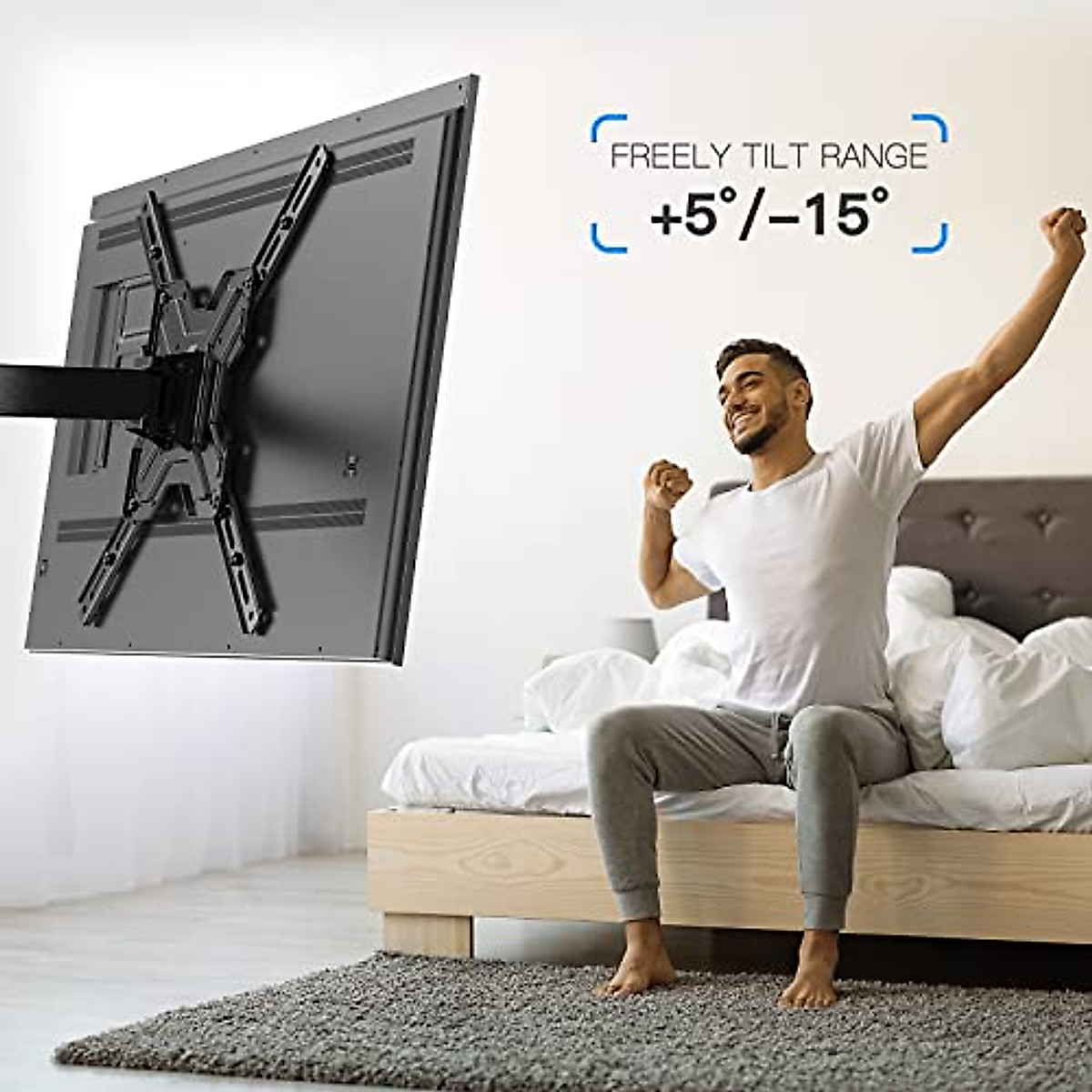Pipishell TV Wall Mount Full Motion for Most 26-55 Inch TVs, Wall Bracket TV Mount with Articulating Swivel Tilt Leveling Holds up to 66lbs Max VESA 400x400mm for LED LCD OLED 4K Flat Curved Screen