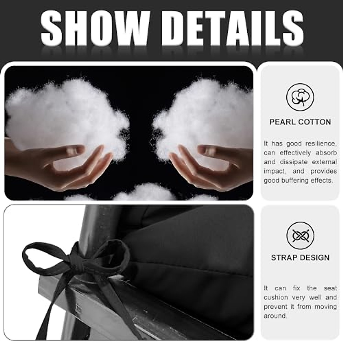 Boaisdus Swing Cushions 3 Seater Replacement Waterproof Porch Swing Cushions with Backrest and 8 Ties Thicken 4" Bench Cushion Replacement Patio Swing Cushion for Outdoor Furniture(Black 60x40in)