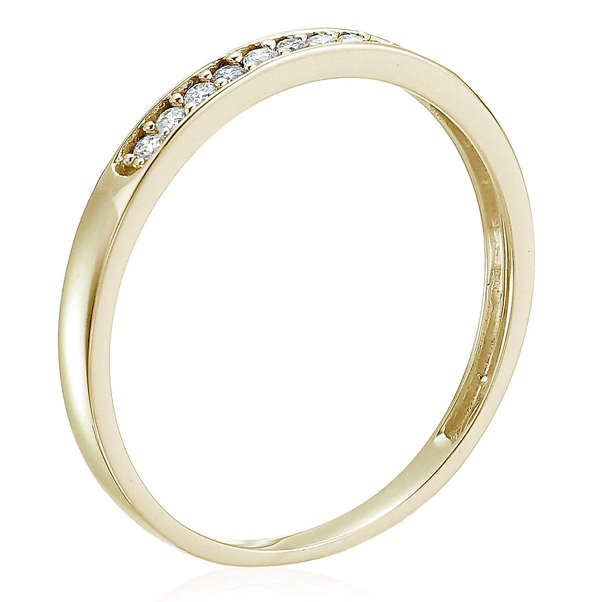 Vir Jewels 1/10 cttw Diamond Wedding Band for Women, 10K Yellow Gold Wedding Band with 10 Stones Prong Set, Size 9.5