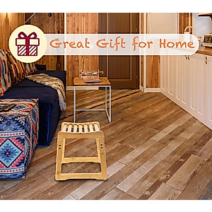 Sansnow Bamboo Stool for Living Room/Bathroom, Resilient Bamboo Strip Chair Bedroom, Detachable Wooden Stool for Kids 12" Heigh, Bamboo