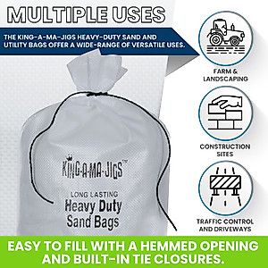 Sand Bags (12 Pack) Empty Sandbags with Ties, Heavy Duty, UV Treated (14" x 25") Non-Slip Empty Bags for Sand - (12 Pack)