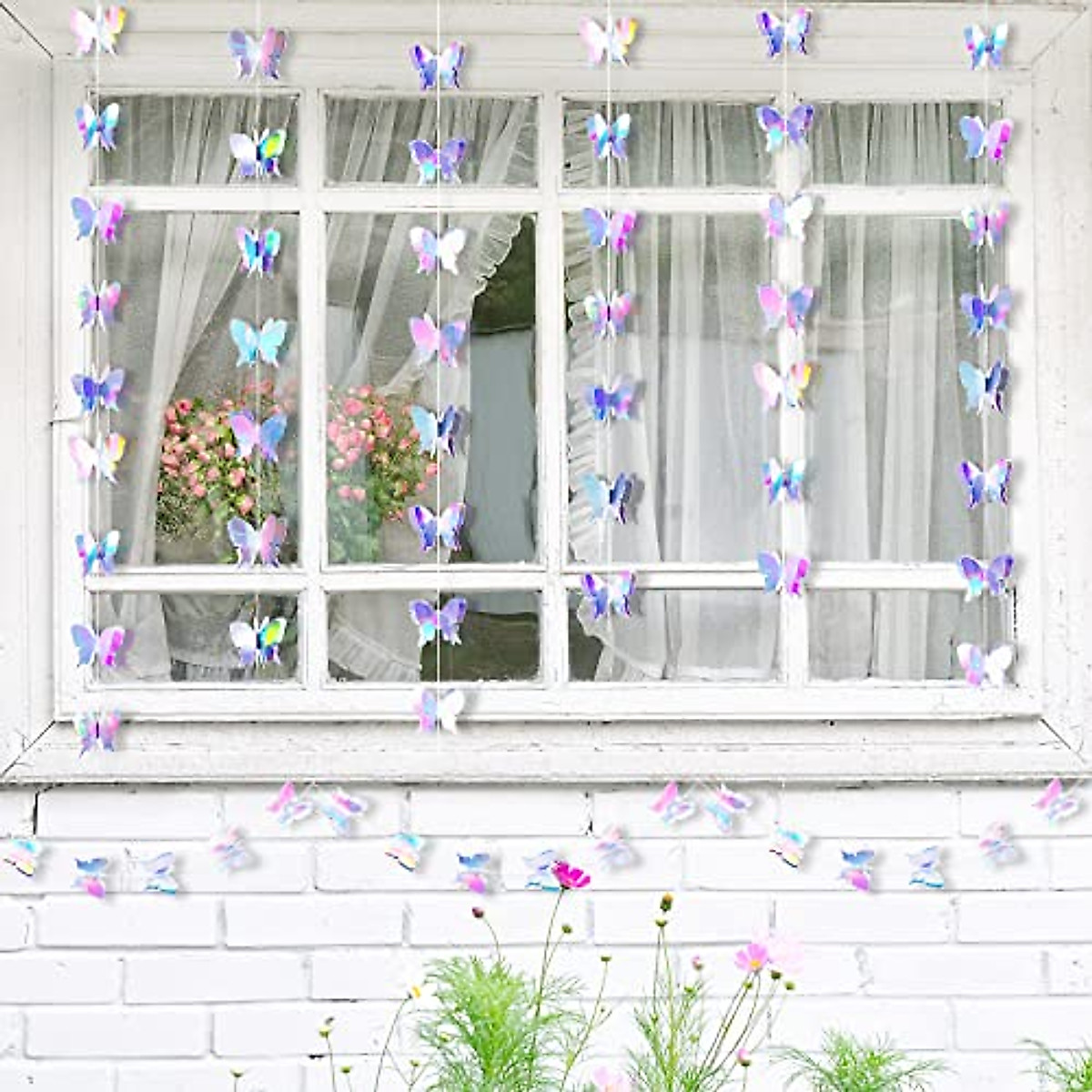 3D Butterfly Hanging Garlands Butterfly Laser Paper Party Streamers Decoration for Wedding Home Party Birthday Decorations Butterfly Baby Shower Decorations (4 Pieces)