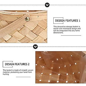 EXCEART Rattan Storage Portable Handmade Container Storage Basket Easter Eggs Container Houseware Wooden Woven Storage Basket with Handle (Small)