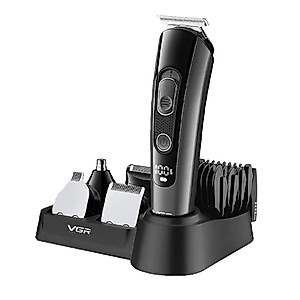 VGR VOYAGER Beard Trimmer for Men Hair Clipper Grooming kit Nose Body Mustache Ear Facial Cutting Groomer USB Rechargeable LED Display Queit