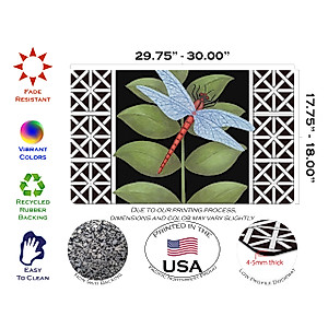 Toland Home Garden 800053 Dragonfly On Black Summer Door Mat 18x30 Inch Spring Outdoor Doormat for Entryway Indoor Entrance