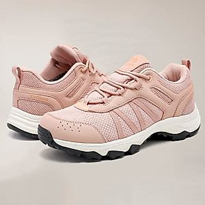 COTTIMO Women's Waterproof Hiking Shoes Non Slip Sneakers Lightweight Tennis Shoes for Work Walking Running Trekking Trail Shoes Pink
