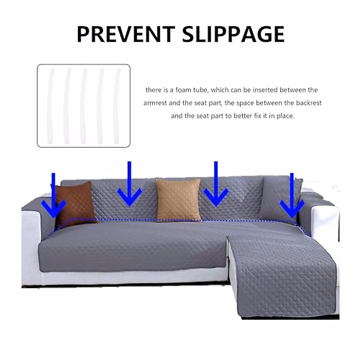 JIABOLANG Double Side L Shape Couch Cover Sectional Sofa Covers Set Chaise Couch Cover Slip Covers for Sofas Couches Sectional Furniture Protector Cover (Medium,Grey)