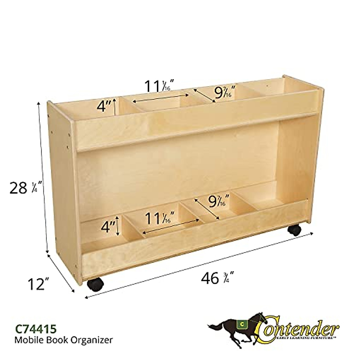 Contender Birch Montessori Single Sided Bookcase Display Stand for Kids, Natural Hardwood Kids’ Bookshelf, Wooden Book Display Shelf for Kids [Ready-to-Assemble]