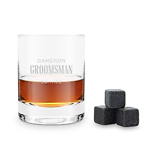 WEDDINGSTAR Custom Whiskey Glass 11oz Gift Box Set Personalized Engraving - Modern Groomsman