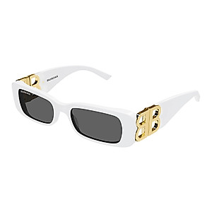 Balenciaga Women's Dynasty Rectangular Sunglasses, White-Gold-Grey, One Size