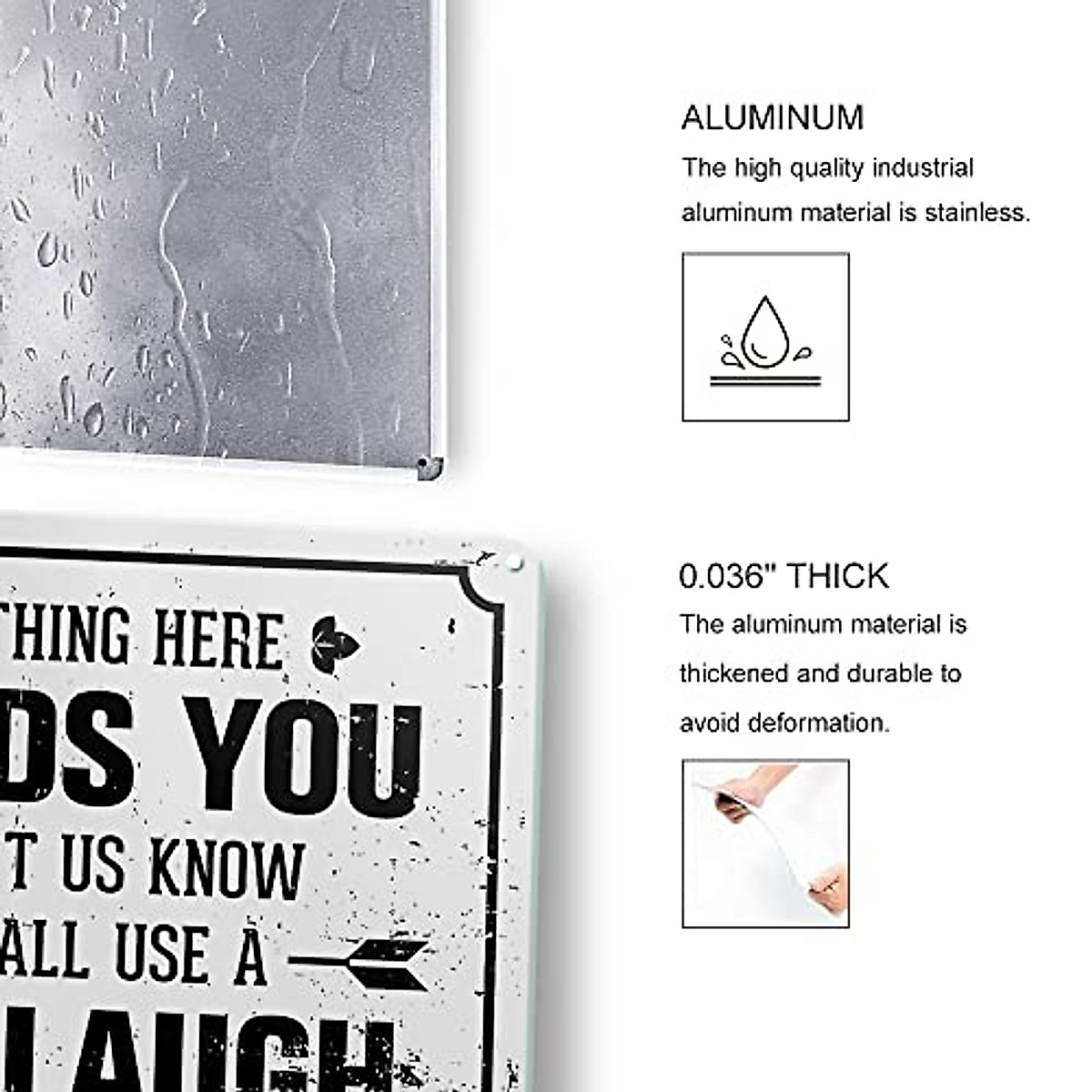 Aulutum Funny Garage Man Cave Decor Metal Signs, If Something Here Offends You Please Let us Know We Can All Use a Good Laugh 8 ×12 Inches