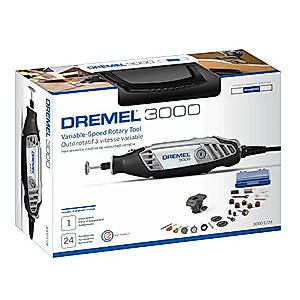 Dremel 3000-1/24 Variable Speed Rotary Tool Kit - 1 Attachment & 24 Accessories, Ideal for Variety of Crafting and DIY Projects – Cutting, Sanding, Grinding, Polishing, Drilling, Engraving