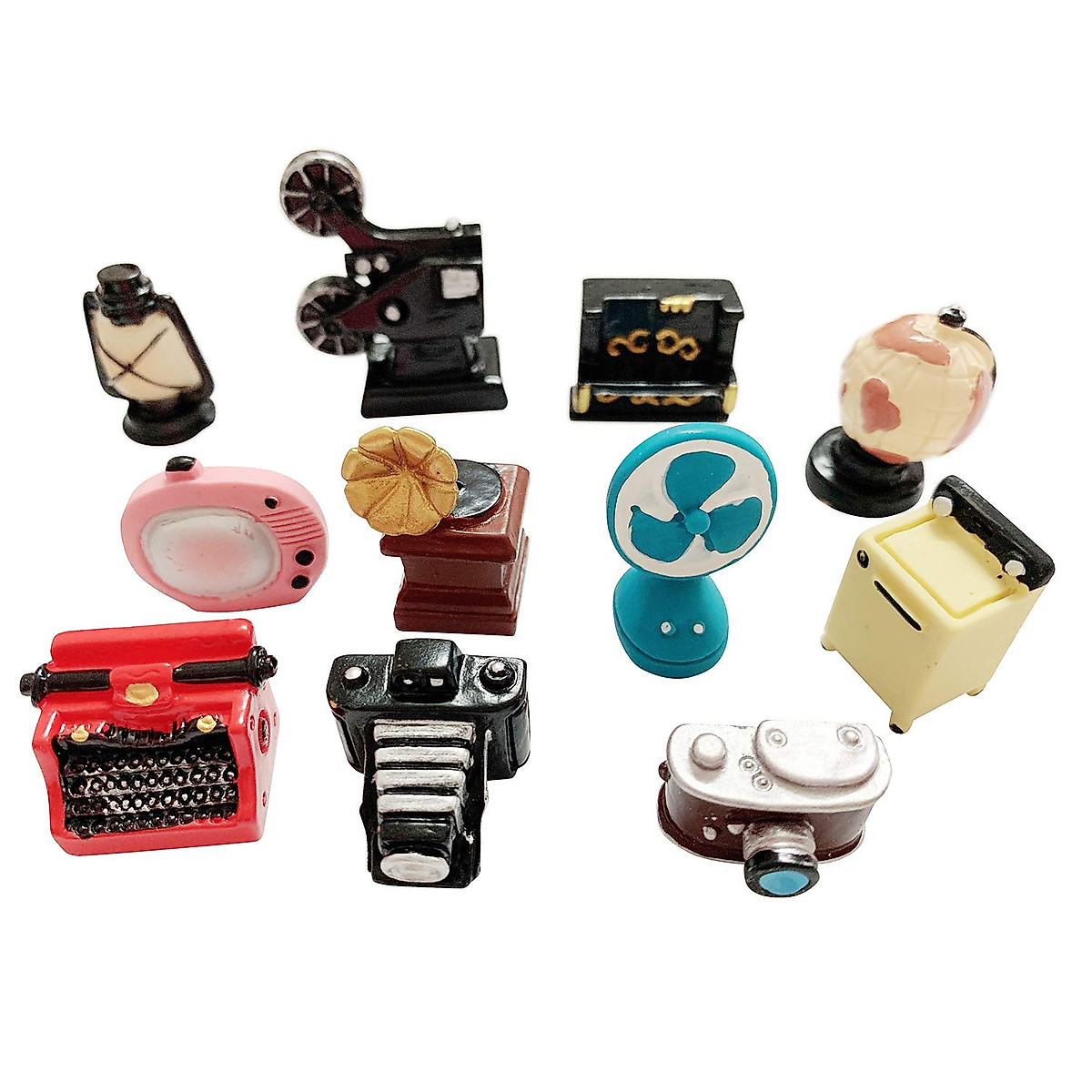 SIX VANKA 25pcs Miniature Resin Retro Home Appliances Decoration Sets Cameras Telephone Photo Props DIY Pretend Play Doll House
