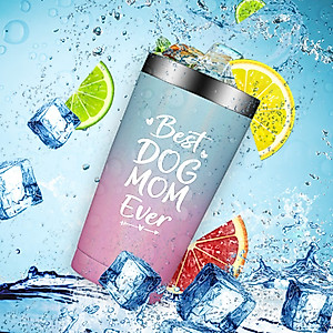 BIRGILT Dog Mom Gifts for Women - Best Dog Mom Ever - Dog Mom Mothers Day Gift - Funny Christmas Birthday Gifts for Mom, Dog Mum - 20oz Dog Mom Tumbler
