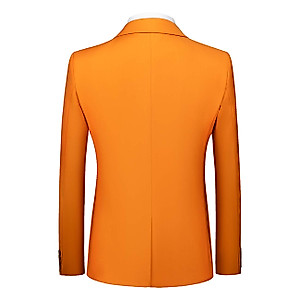 UNINUKOO Men's Suit Slim Fit 2 Button 2 Piece Suits for Men Party Formal Dress Solid Tuxedo Blazer Jacket Pants Set US Size 40 Orange