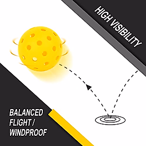 EJEAS Pickleball Balls | 40 Holes Outdoor Pickleballs | 6 Pack High Elasticity Pure Yellow Pickleball Accessories Set