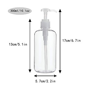 Pump Bottle, Dedoot 2 Pack Clear Empty Plastic Bottles with Pump 10oz Pump Bottle Dispenser for Shampoo, Lotion and Wash Soap