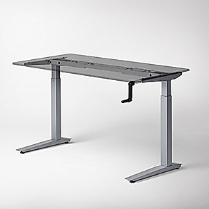 Fully Jarvis Crank-Powered Standing Desk Frame Only - Supports Tops from 48" to 70" Wide and 30" deep (Not Included) - Adjustable Height from 27.5" to 46" Without Top (Silver Frame)