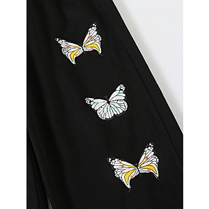 Floerns Girls Graphic Print Clothes Cami Top Sweatpants with Jacket 3 Piece Outfit Black 11-12Y