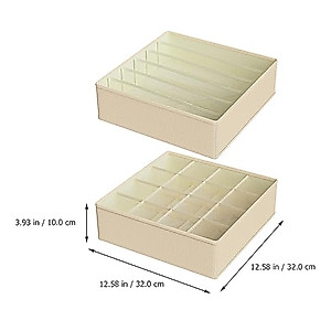 Alipis Sock Underwear Organizer Dividers Bra Storage Boxes Foldable Dresser Closet Cabinet Bins for Storing Bras Underpants Ties Belts Baby Clothes Dress Gloves Beige