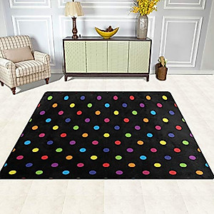 WIHVE Area Rugs for Bedroom Living Room Colorful Polka Dot Black Decorative Floor Rugs Large Rug 5 x 7 Feet