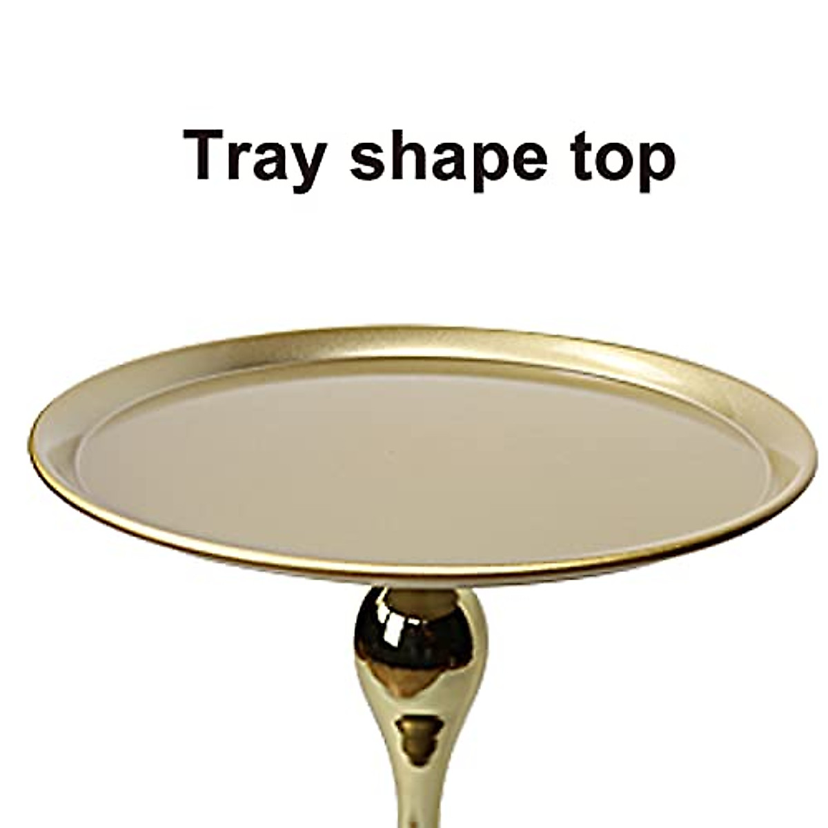 LUGSHIREE Small Round End Tables,Metal Side Table,Modern Space Saving Pedestal Minimalist Table Nightstand for Living Room Apartment Bedroom(Gold)