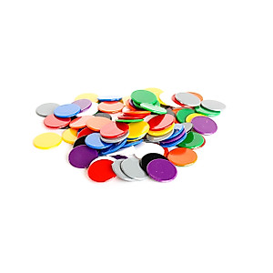 Plastic Counters (90): Black, Grey, White, Red, Orange, Yellow, Green, Blue, and Purple Color Gaming Tokens (Hard Colored Plastic Coins, Markers and Discs for Bingo Chips, Tiddly Winks, and Checkers)